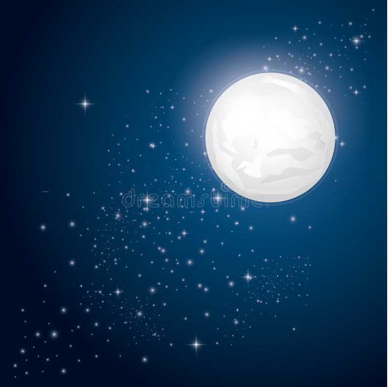Full Moon and Stars Background. Vector Illustration Decorative Design ...