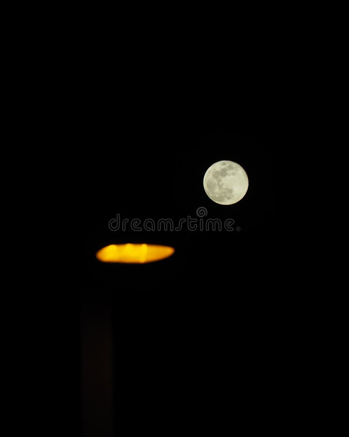 Full moon and street light stock photo. Image of clear - 193481240