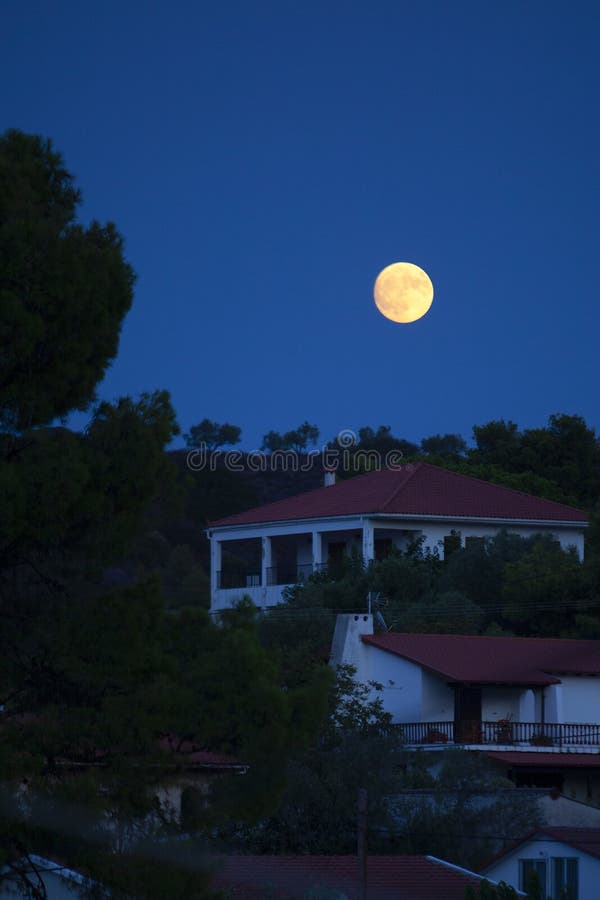 Full moon at summer night stock photo. Image of summer - 331963858