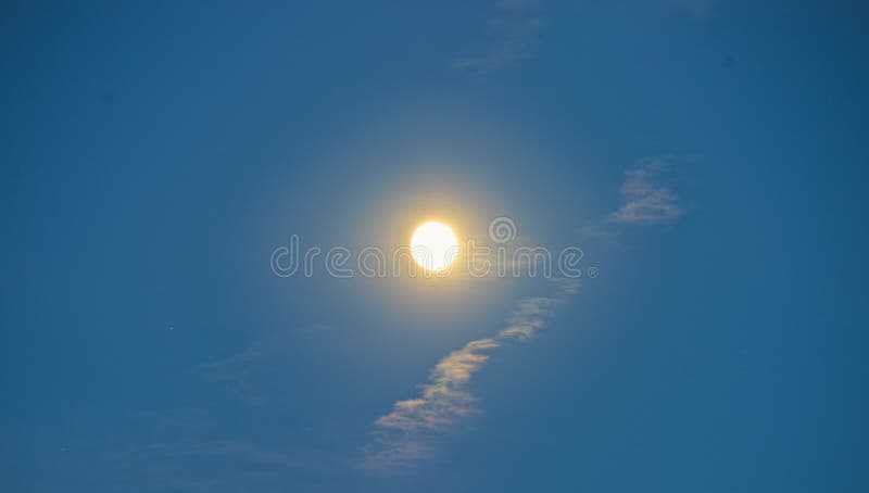 Full Moon during Sunset on Blue Sky Stock Photo - Image of evening ...