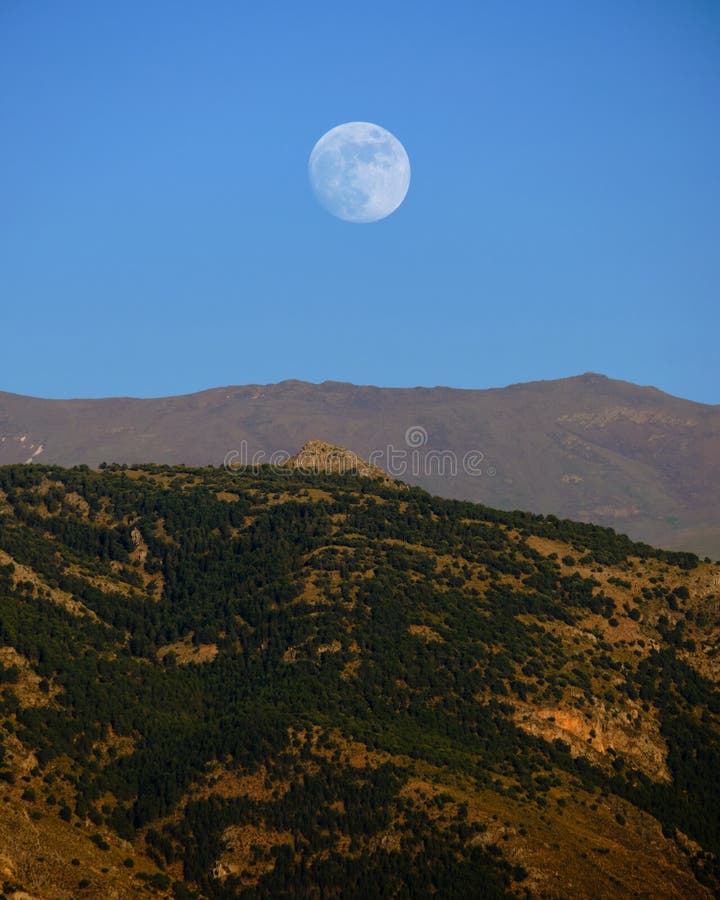 Full Moon Over the Mountains Stock Image - Image of mountains, moon ...