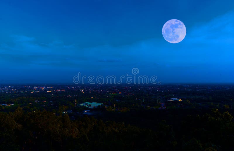 Full Moon and Tree with Clear Sky Image. Stock Image - Image of chiang ...