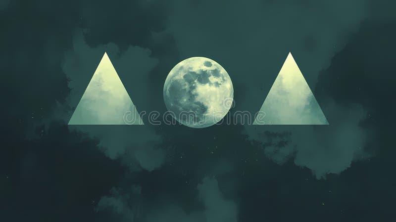 Mystic Moon Night Sky Abstract Art Triangles Design Background Dark ...