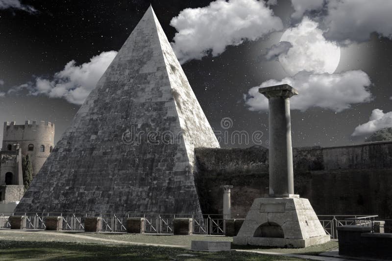 Full moon up the pyramid stock image. Image of pyramid - 24258577