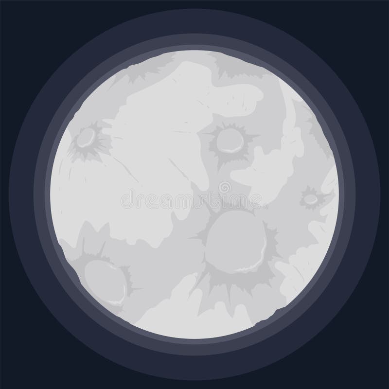Full Moon View with Its Craters Over Dark Background, Vector ...