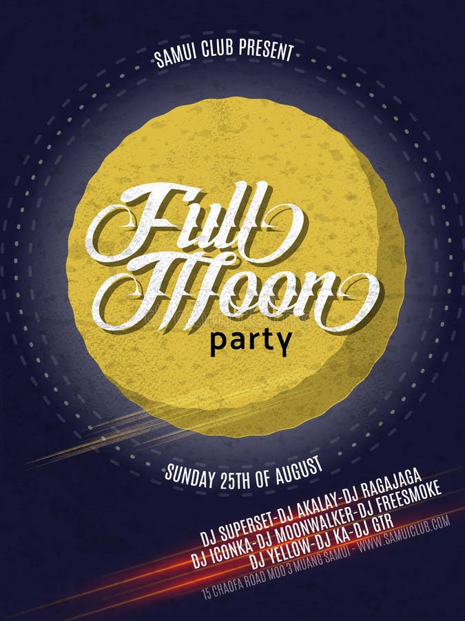 Full Moon Vintage Hipster Party Flyer. Vector Design EPS 10 Stock ...