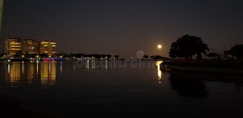 Full moon on the water stock image. Image of florida - 136024225