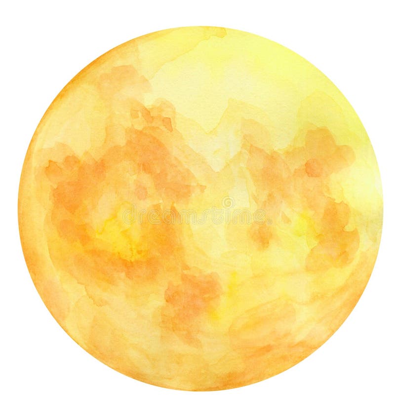 Full Moon in Watercolor on a White Background Stock Illustration ...