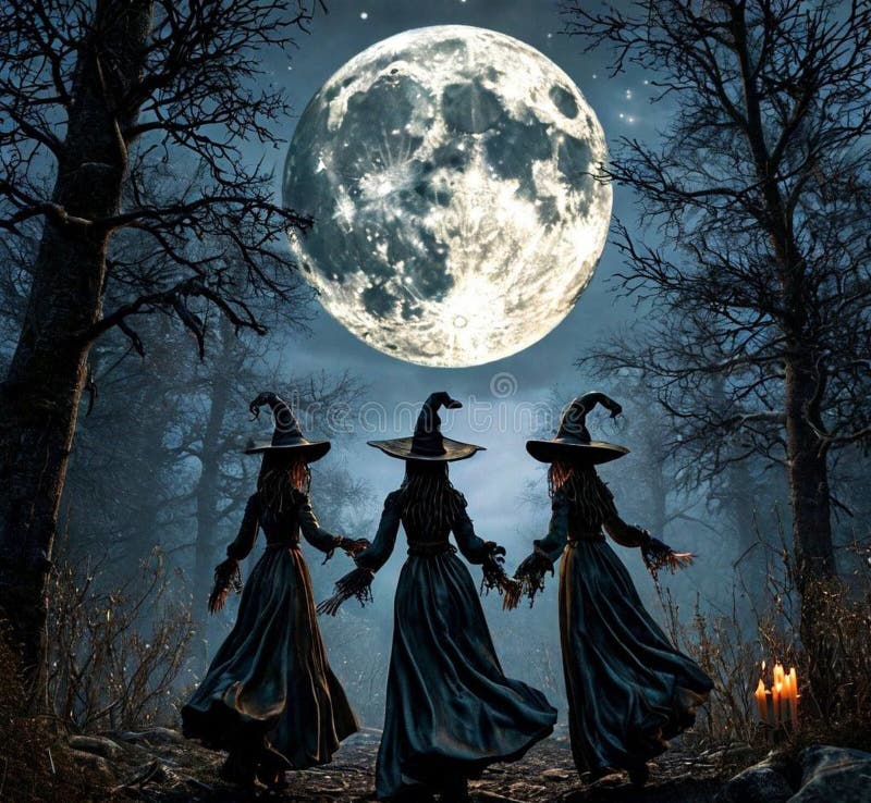 Full moon witch dance stock illustration. Illustration of screenshot - 340521674