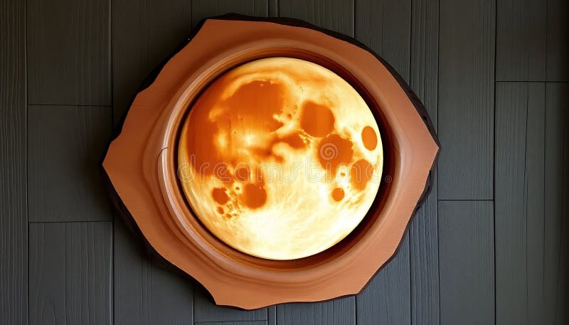 Full Moon in Wooden Frame Rustic Decor Generative AI Stock Illustration ...