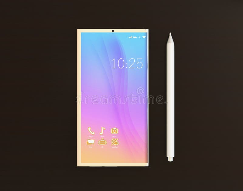 Full OLED Display Smart Phone and Digital Pen Stock Illustration ...