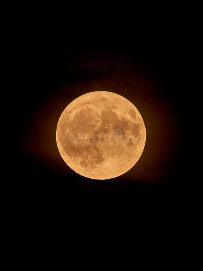 Full Orange Moon Movement Across the Sky Stock Image - Image of monthly ...