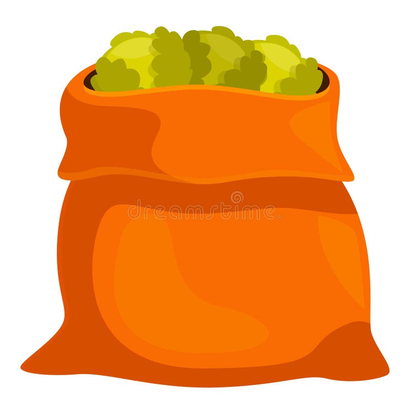 Full Orange Sack with Green Cabbage Harvesting Season Stock Vector ...