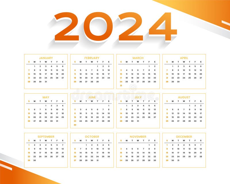 2024 Full Page Monthly Calendar Template with Events or Date Stock ...