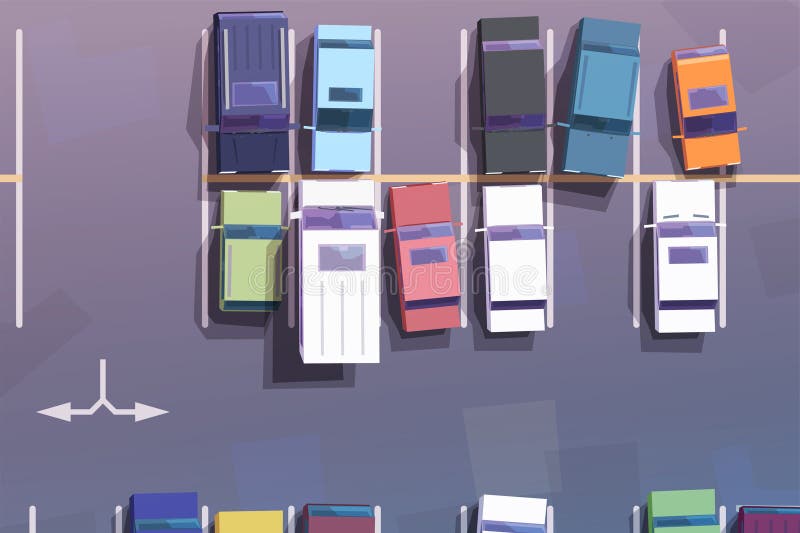 Full Parking Place Various Vehicles Top View Stock Vector ...