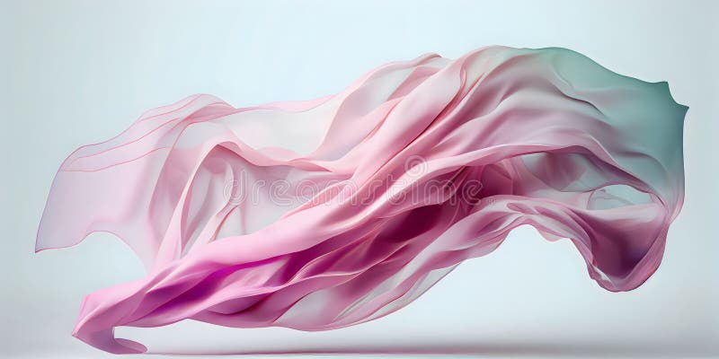 Full Piece of Flowing Fabric with White Background, Ai Generative Stock ...