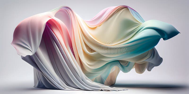 Full Piece of Flowing Fabric with White Background, Ai Generative Stock ...