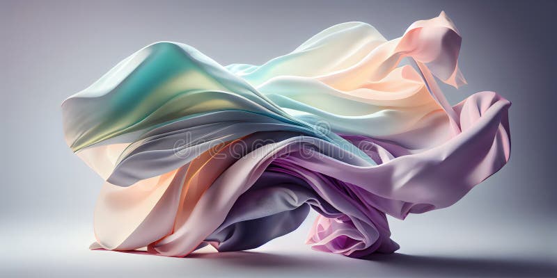 Full Piece of Flowing Fabric with White Background, Ai Generative Stock ...