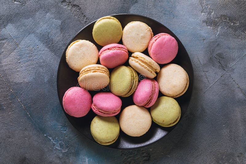 Full Plate of Various Macaroons on the Table Stock Image - Image of ...