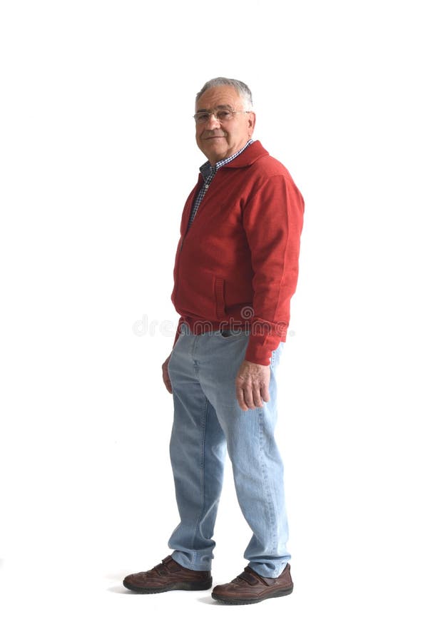 Full Portrait of Senior Man Stock Photo - Image of looking, hands ...