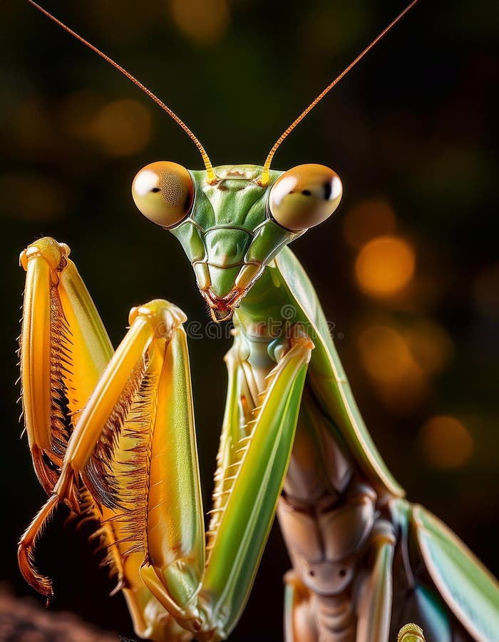 Full Praying Mantis on a Stone Stock Illustration - Illustration of ...