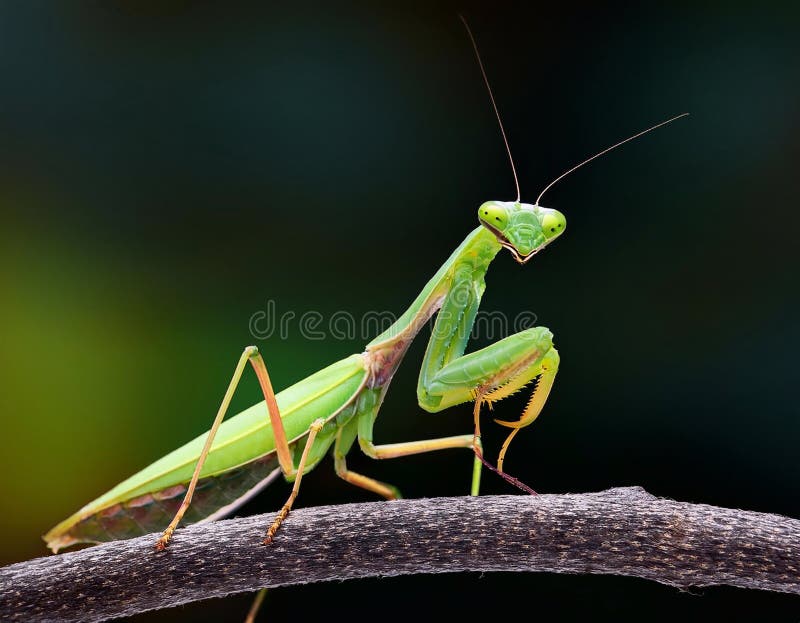Full Praying Mantis on a Stone Stock Illustration - Illustration of ...
