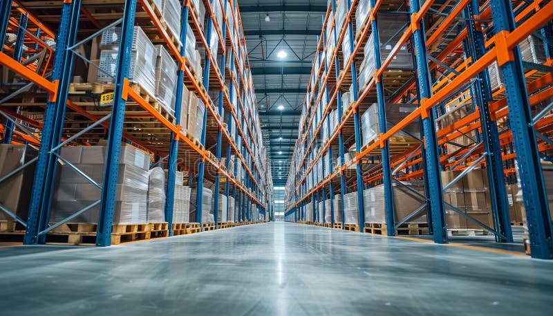 Full Rack Shelf in Mega Storehouse. Logistic Concept Stock Illustration ...