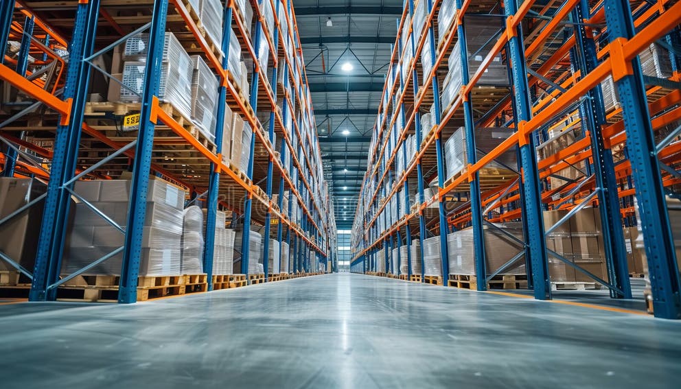 Full Rack Shelf in Mega Storehouse. Logistic Concept Stock Illustration ...