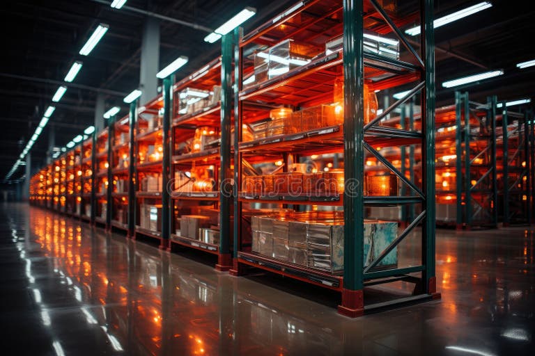 Full Rack Shelf in Mega Storehouse. Logistic Concept Stock Illustration ...