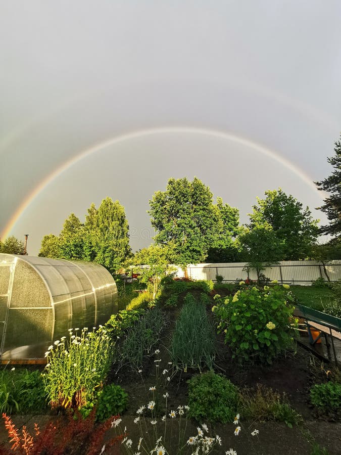 Rainbow, Cloud Scape, Tver Region, Russia Stock Image - Image of house ...