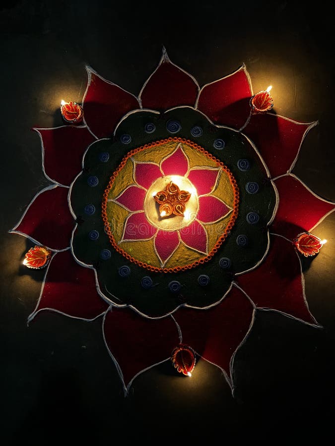 Full rangoli on Diwali stock image. Image of handmade - 263294679