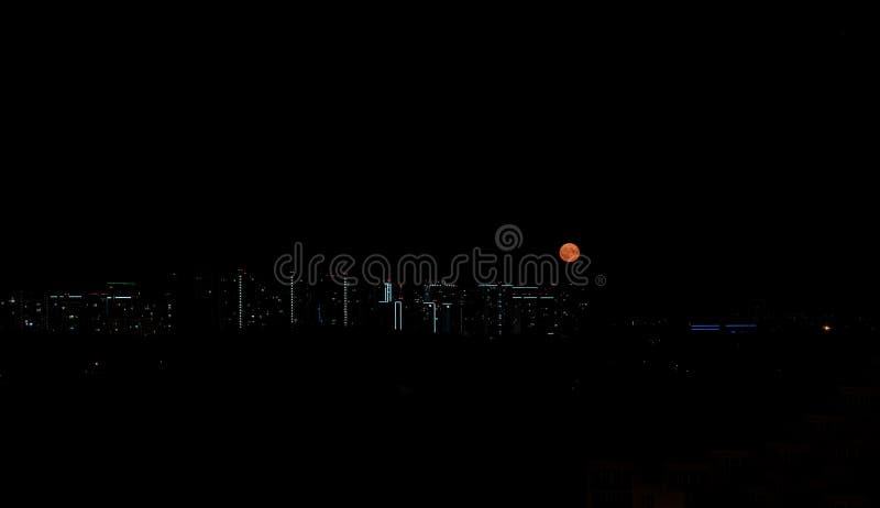 Full red moon stock photo. Image of cityscape, moonlight - 258680616