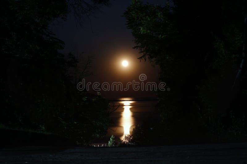 Full red moon over the sea stock photo. Image of mysterious - 228497548