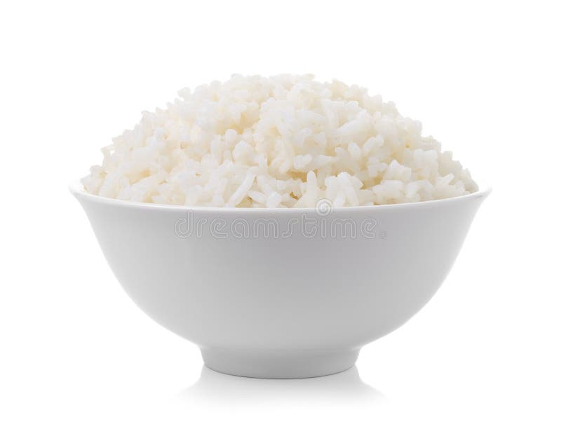 Full of Rice in Bowl on White Background Stock Image - Image of long ...