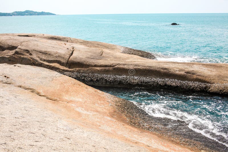 Full of Rocks on the Coast and Idyllic Blue Sea and Clear Sky. Stock ...