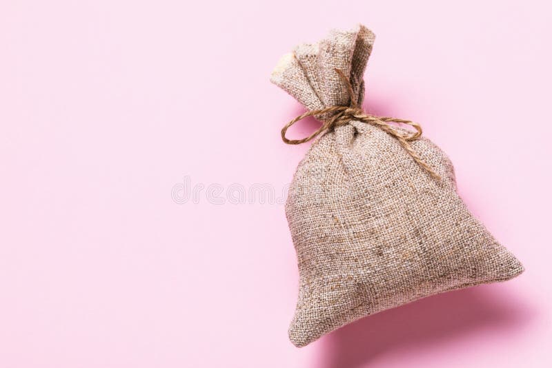 Full Sack on Pink Background with Copy Space Stock Photo - Image of ...