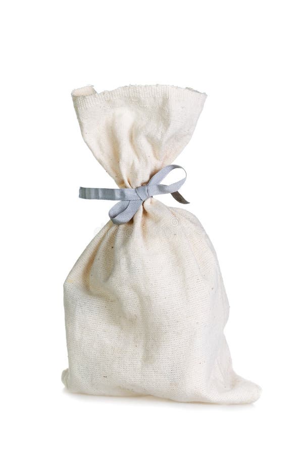 Full sack with ribbon stock image. Image of white, object - 36582123