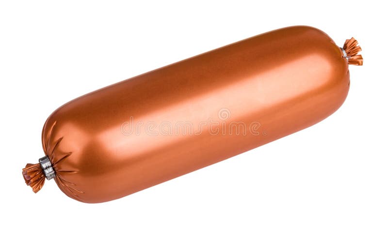 Full Sausage in Plastic Shell Isolated on White Stock Image - Image of ...