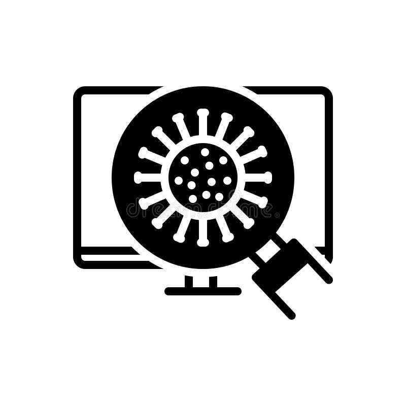 Black Solid Icon for Full Scan, Computer and Virus Stock Vector ...