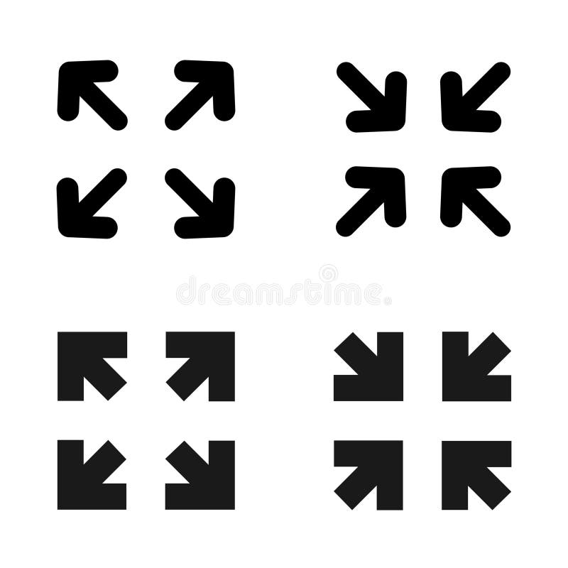 Full Screen and Exit Full Screen Icon Set Stock Vector - Illustration ...