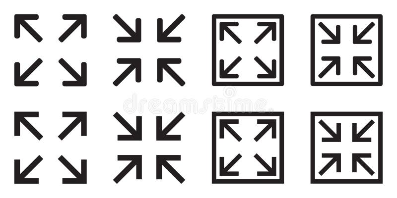 Full Screen and Exit Full Screen Icon Set Stock Illustration ...