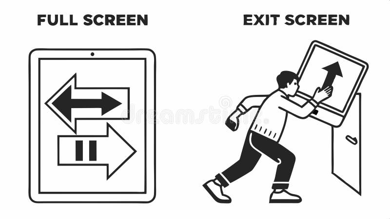 Full Screen and Exit Screen Icons, UI Controls, Display Options Art Vector Design Generative AI ...
