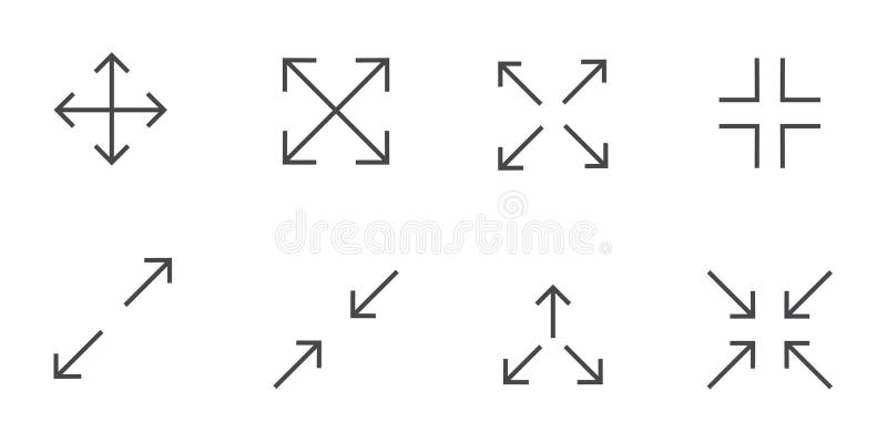 Full Screen Icon Interface Menu Cursor Bitton, Application Size Control Pointer. Web Ui Line ...
