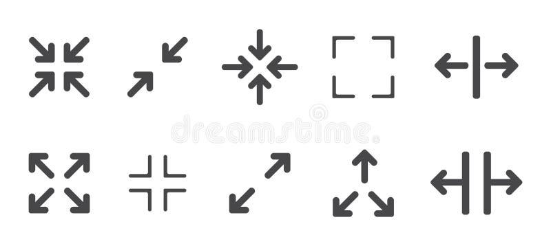 Full Screen Icon Interface Menu Cursor Bitton, Application Size Control Pointer. Web Ui Line ...