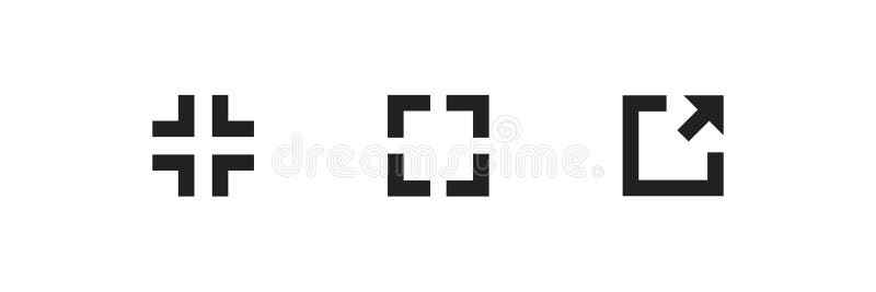 Full Screen Simple Icon Set. Size Video Sign Concept in Vector Flat ...