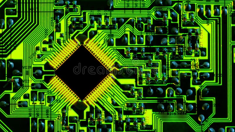 Full-screen Texture of Green Backlit Printed Circuit Board Stock Image ...