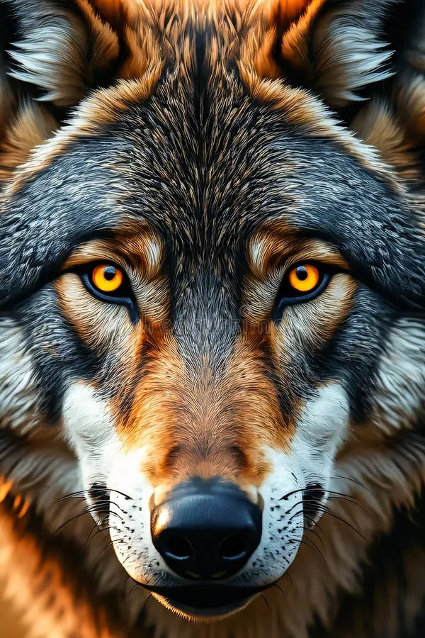 Full Screen Wolf Face Close-up Stock Illustration - Illustration of ...