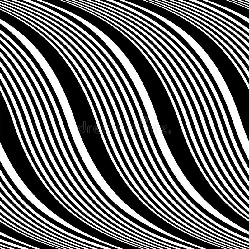 Full Seamless Background with Waves Lines Vector. Black and White ...