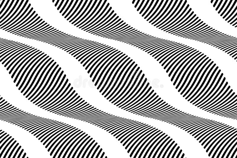 Seamless Background with Waves Lines Vector. Black and White Texture ...
