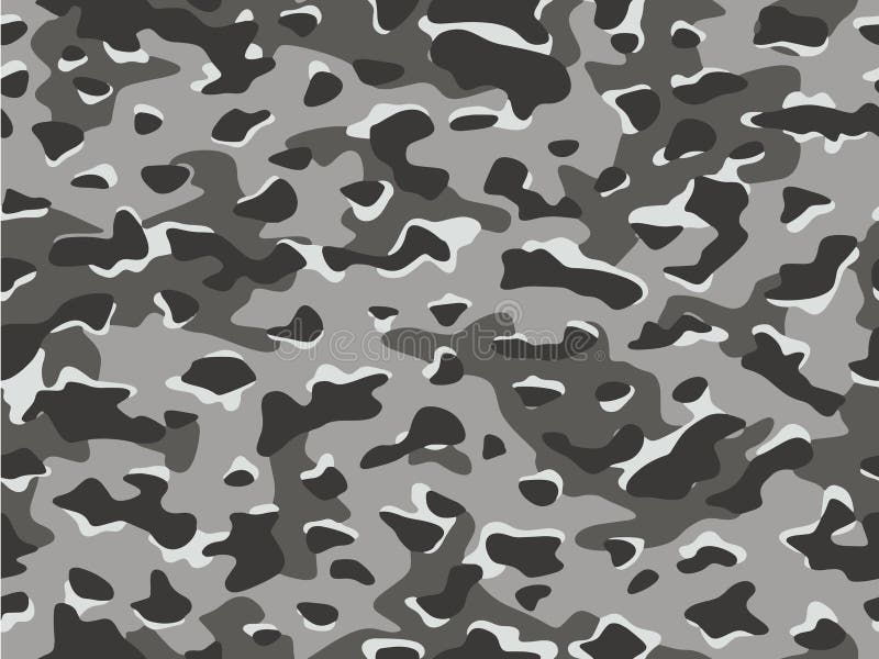 Seamless Gray Camouflage Texture Pattern Vector. Black White Military ...